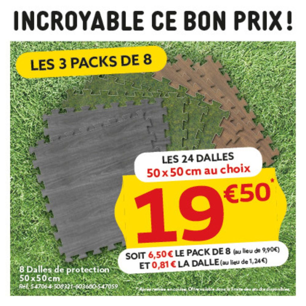 Lot de 8 dalles de protection mousse 50x50cm effet bois gris | GIFI